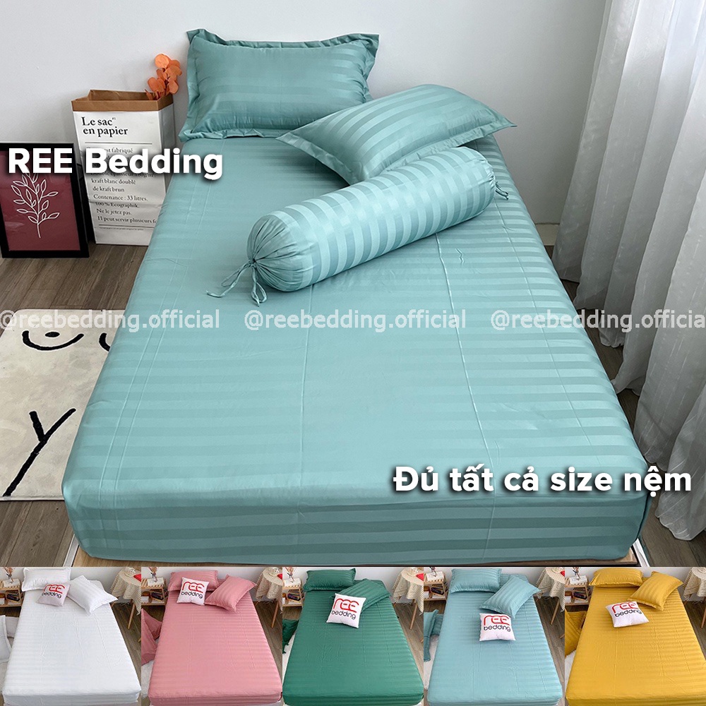 Bộ ga giường 4 món REE Bedding CF95 kèm vỏ gối ôm Cotton 3F Khách sạn ...