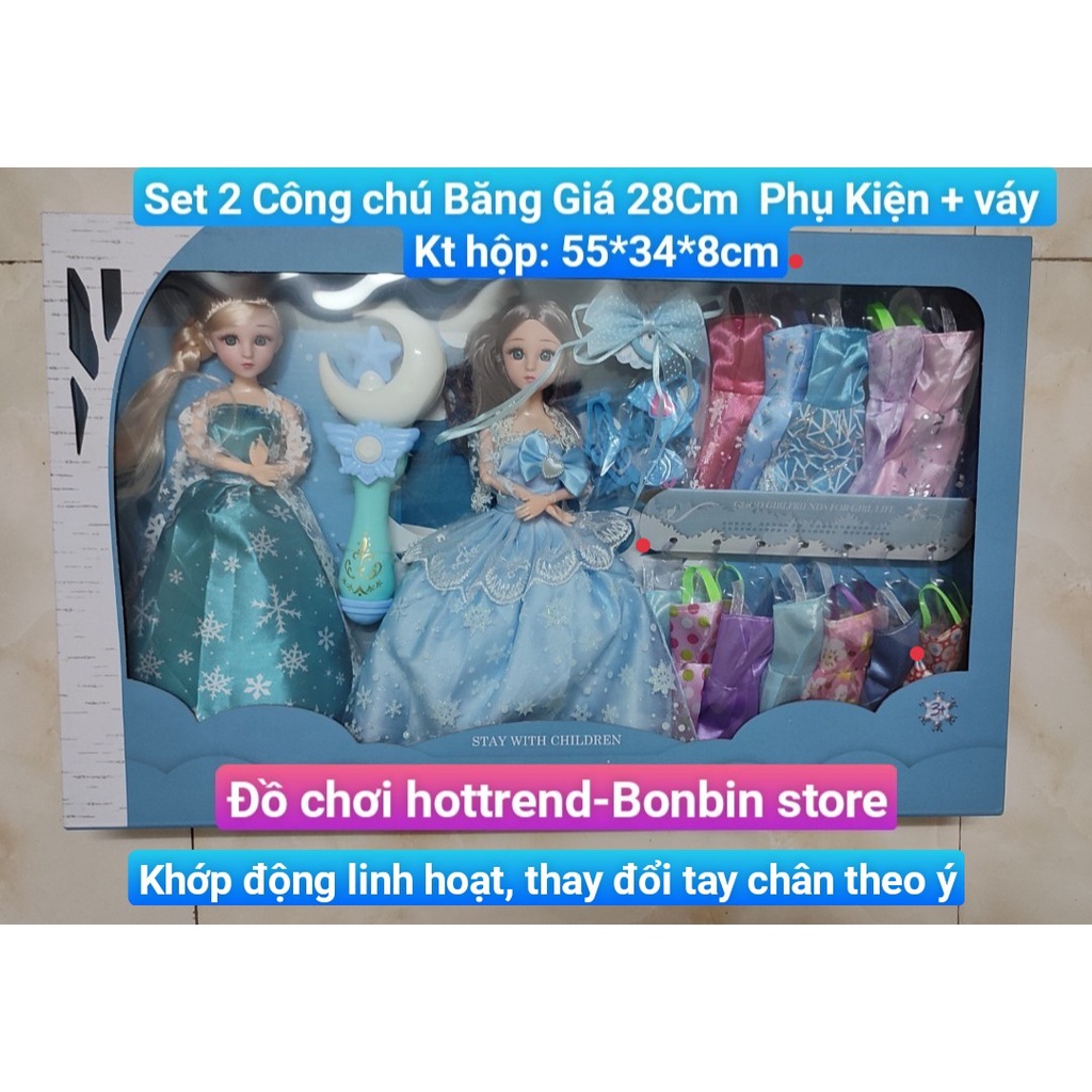 Bộ đồ chơi búp bê công chúa Elsa dành cho bé gái hàng cao cấp hộp kích ...