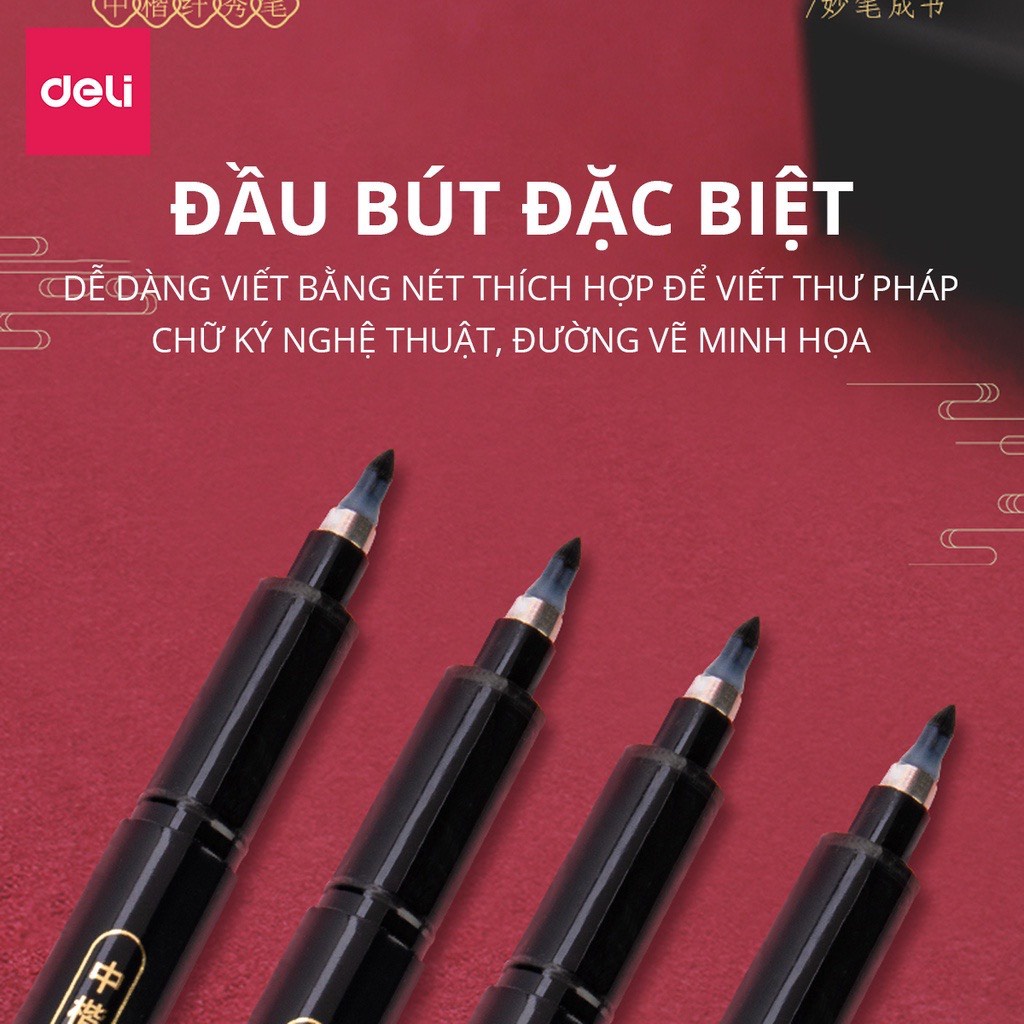 Bút viết thư pháp chữ Hán Calligraphy Deli - brush pen, có thể đổ thêm ...