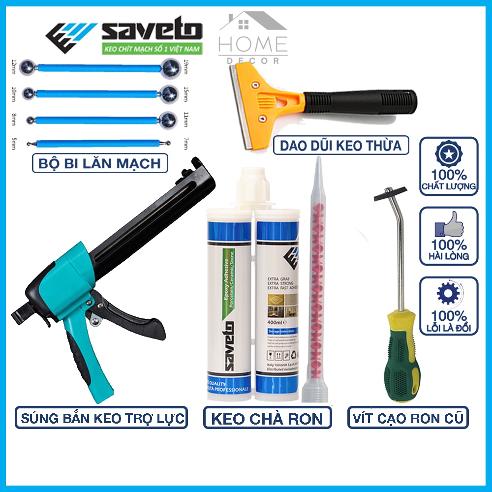 Combo Keo Chít Mạch SAVETO, Keo Chà Ron Gạch, Keo Chà Ron Chống Thấm ...