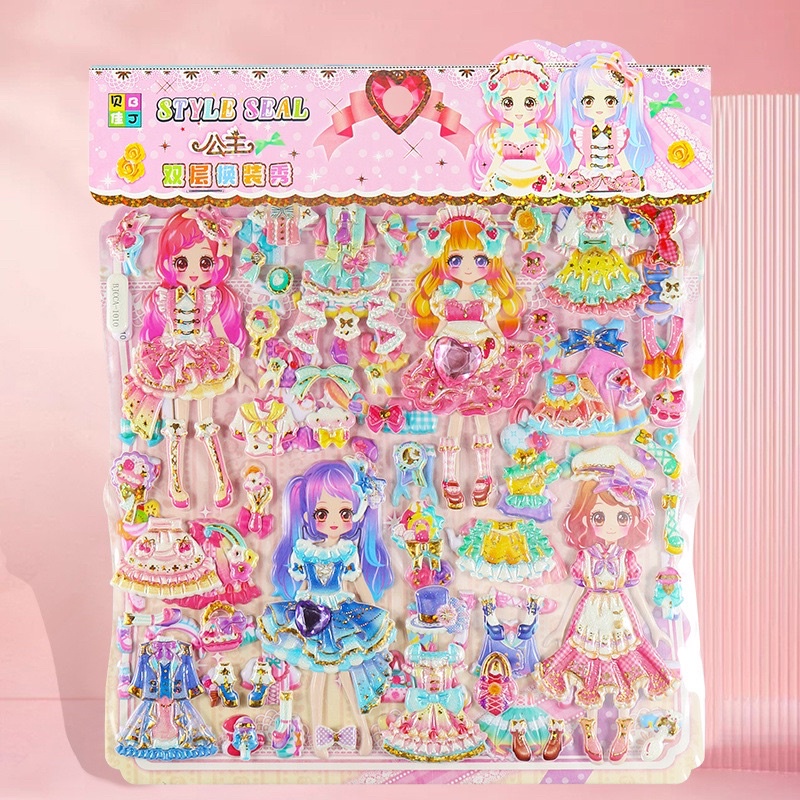 Set 2 lớp sticker thay trang phục công chúa ,búp bê mẫu mới về cho bé ...