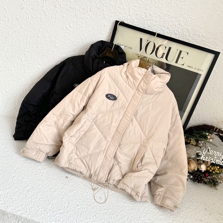 Áo phao ô trám tag logo ngực rut dây bo gấu | Shopee Việt Nam
