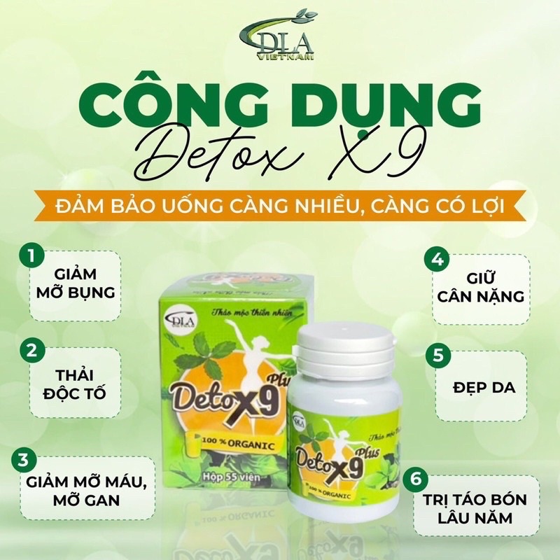 Giảm mỡ bụng Detox x9 hộp 55 viên Giảm 3-8Cm ( Chính Hãng+ Quà ...