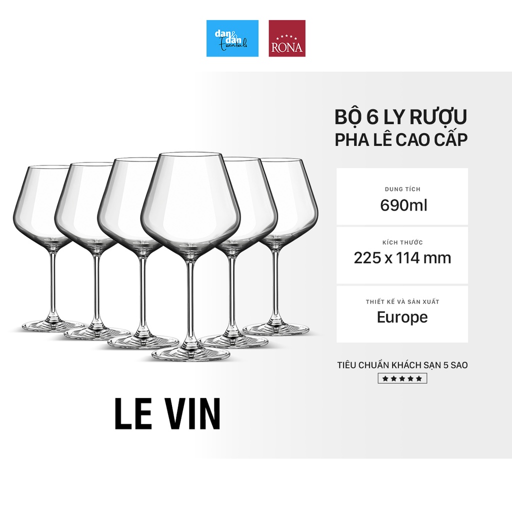 Set 6 ly rượu vang Burgundy pha lê cao cấp RONA 690ml - LE VIN Burgundy ...