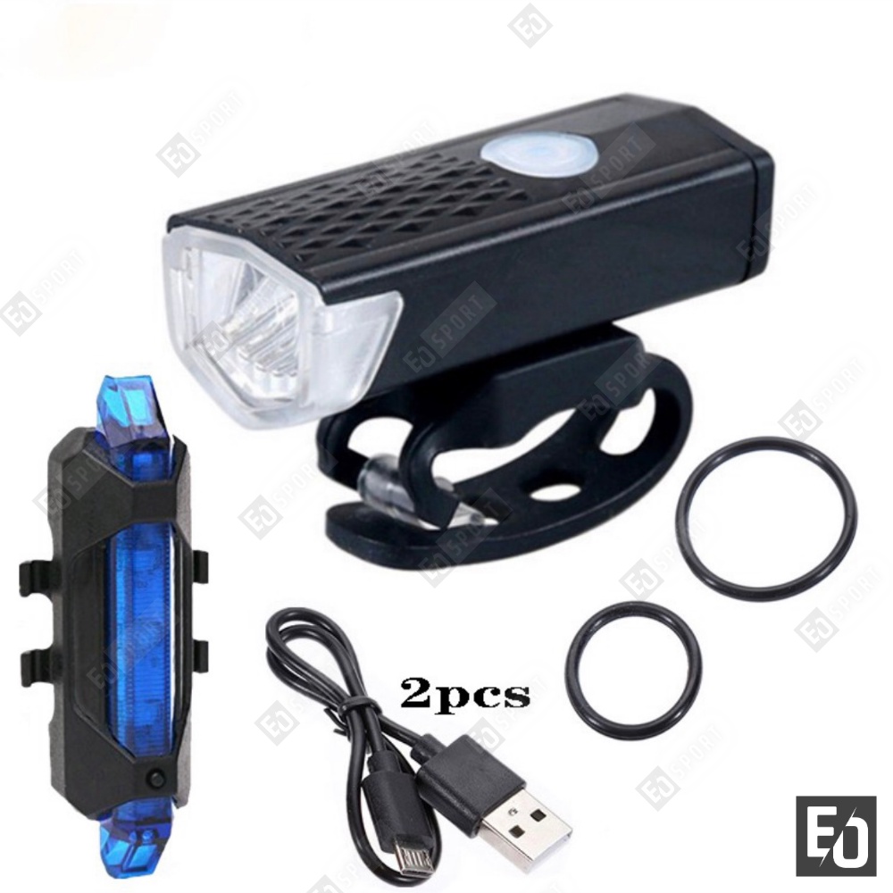 Đèn xe đạp thể thao usb và đèn hậu sáng nhiều chế độ full hộp phụ kiện ...