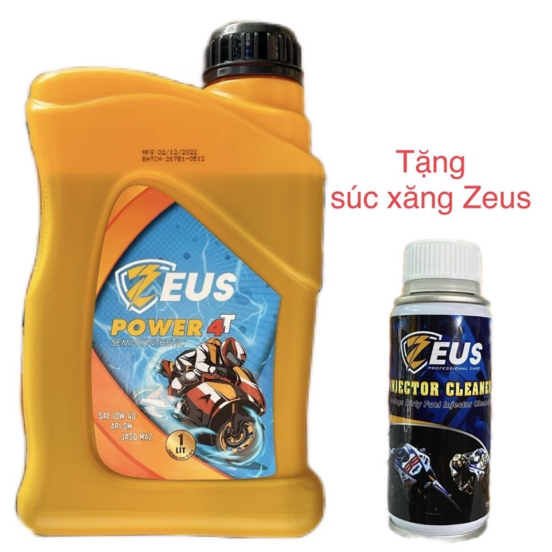 Dầu nhớt Zeus Power 4T 10w40 1 lít tặng súc kim xăng Zeus | Shopee Việt Nam