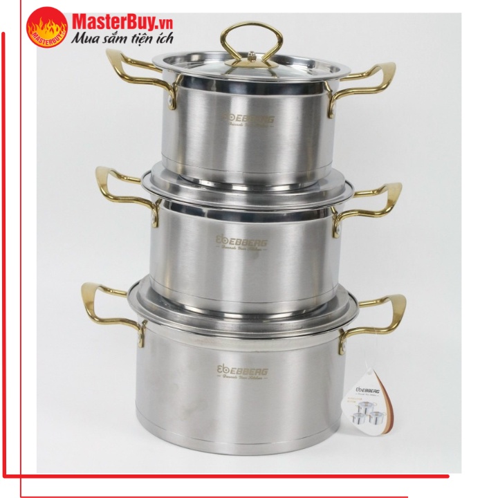 Bộ Nồi Inox Cao Cấp 3 Lớp Đáy EBBERG EB-8003 | Shopee Việt Nam