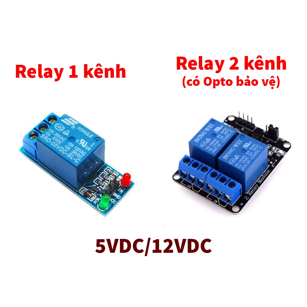 Module Relay 5VDC 12VDC 1 Kênh 2 Kênh - Mạch Relay 5V 12V 1 kênh 2 Kênh ...