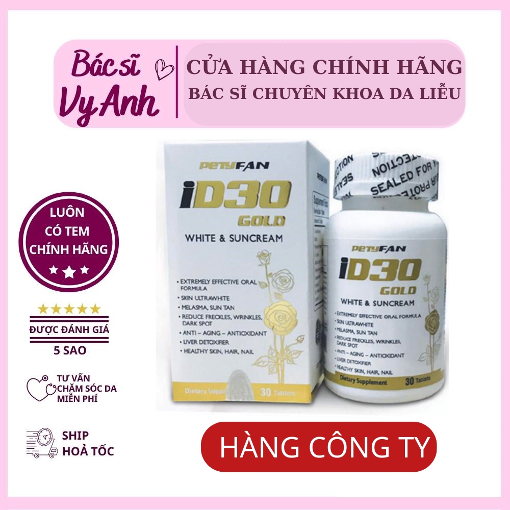 [CHÍNH HÃNG CÔNG TY] VIÊN UỐNG TRẮNG DA, CHỐNG NẮNG PETYFAN ID30 GOLD ...