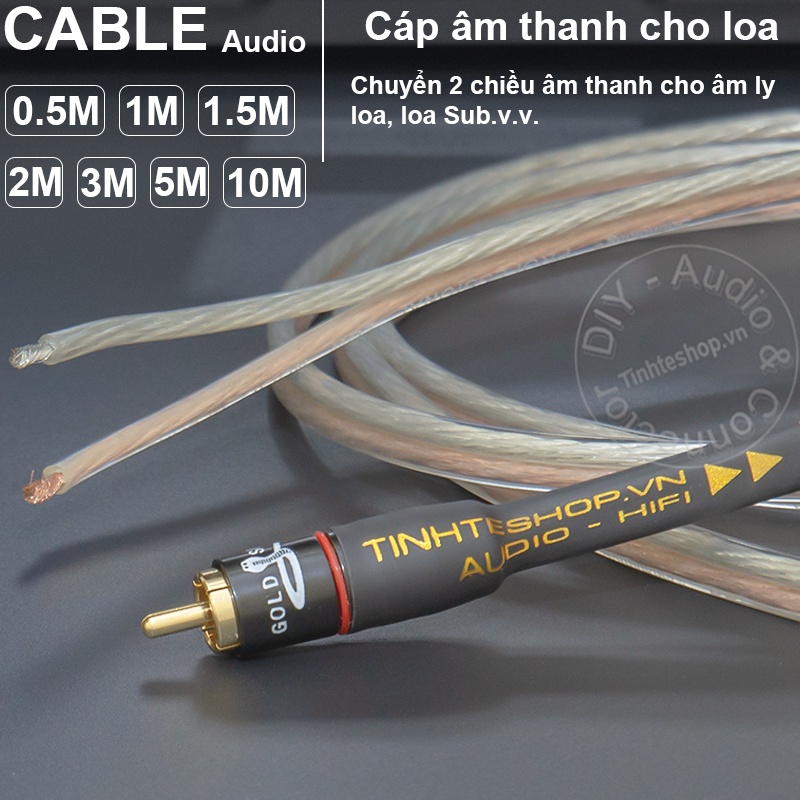 Dây hoa sen sang trạm loa Âm ly Sub DIY 0.5 đến 10 mét - RCA audio cable to speaker station plug ...
