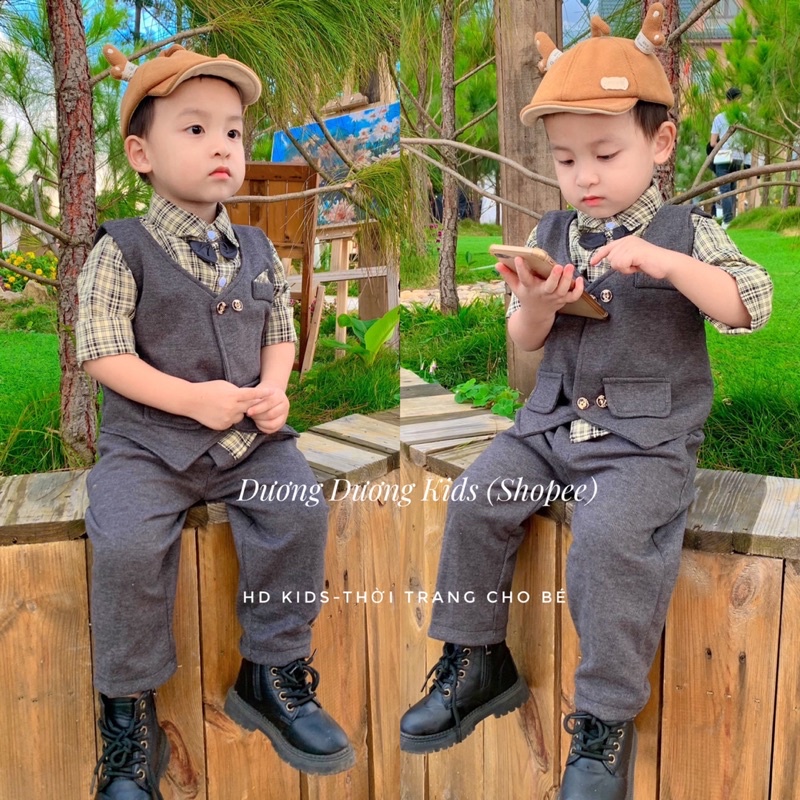Set 3 chi tiết vest gile công tử bé trai áo sơ mi, bộ đồ vest nhí ...