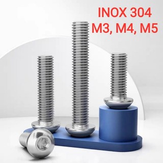 Ốc bulong inox 304 lục giác đầu dù M3, M4, M5 dài 6mm, 8mm, 10mm, 12mm ...