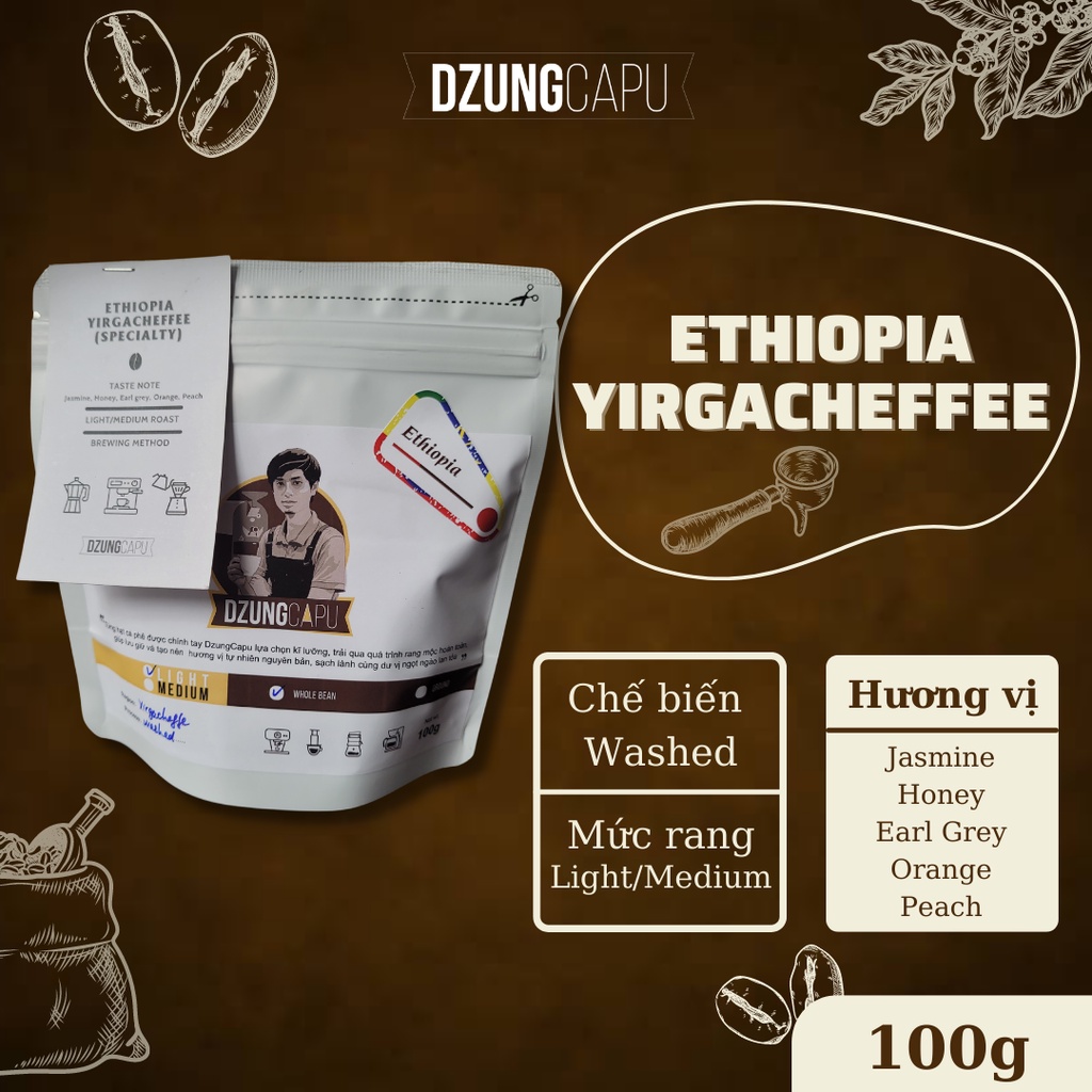 Cà phê Ethiopia Yirgacheffe G1 - gói 100g - Sơ chế Ướt - DzungCapu Specialty Coffee | Shopee ...