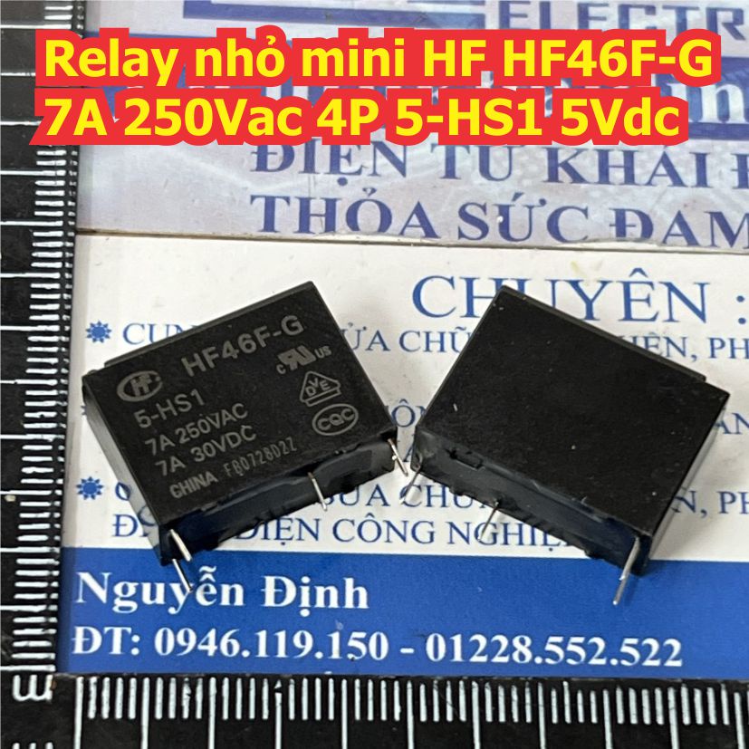 2 cái Relay nhỏ mini HF HF46F-G HF46F 7A 250Vac 4P 5-HS1 5V 12-HS1 12V 24-HS1 24V kde8834 ...