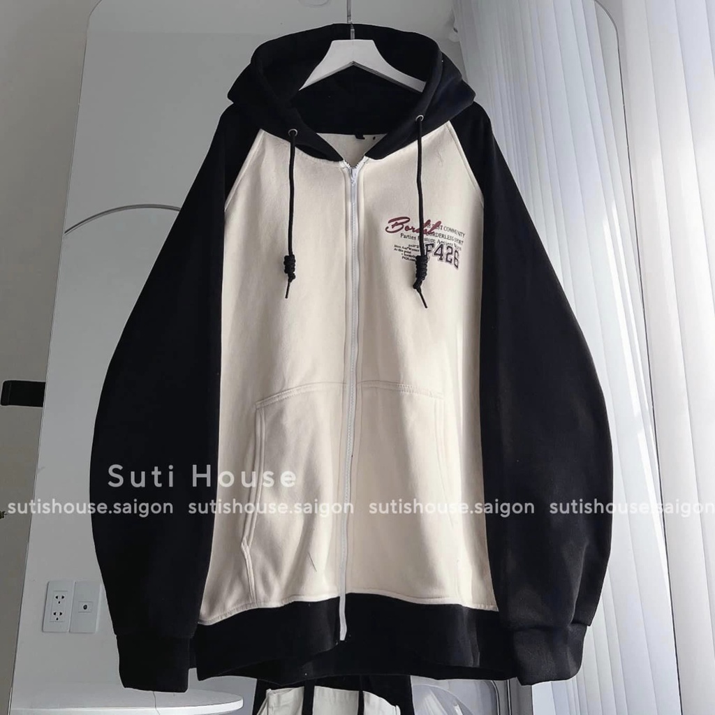 [ẢNH THẬT] Áo Hoodie Zip F4-26 Kem Phối Đen Form Rộng Unisex - Suti ...