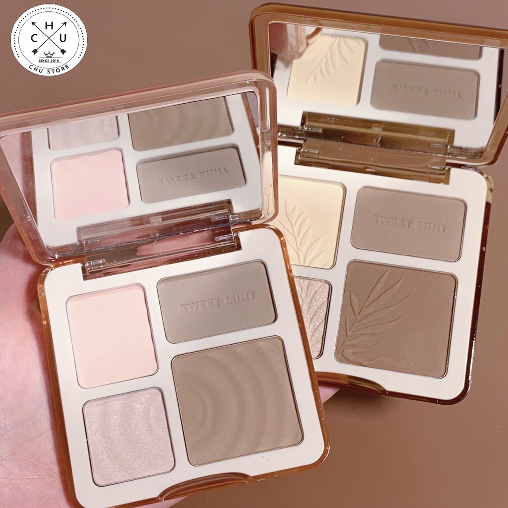 (Rẻ Vô Địch) Bảng Phấn Bắt Sáng / Tạo Khối Má Hồng 4 màu Hiệu Ứng Lì 3D ...