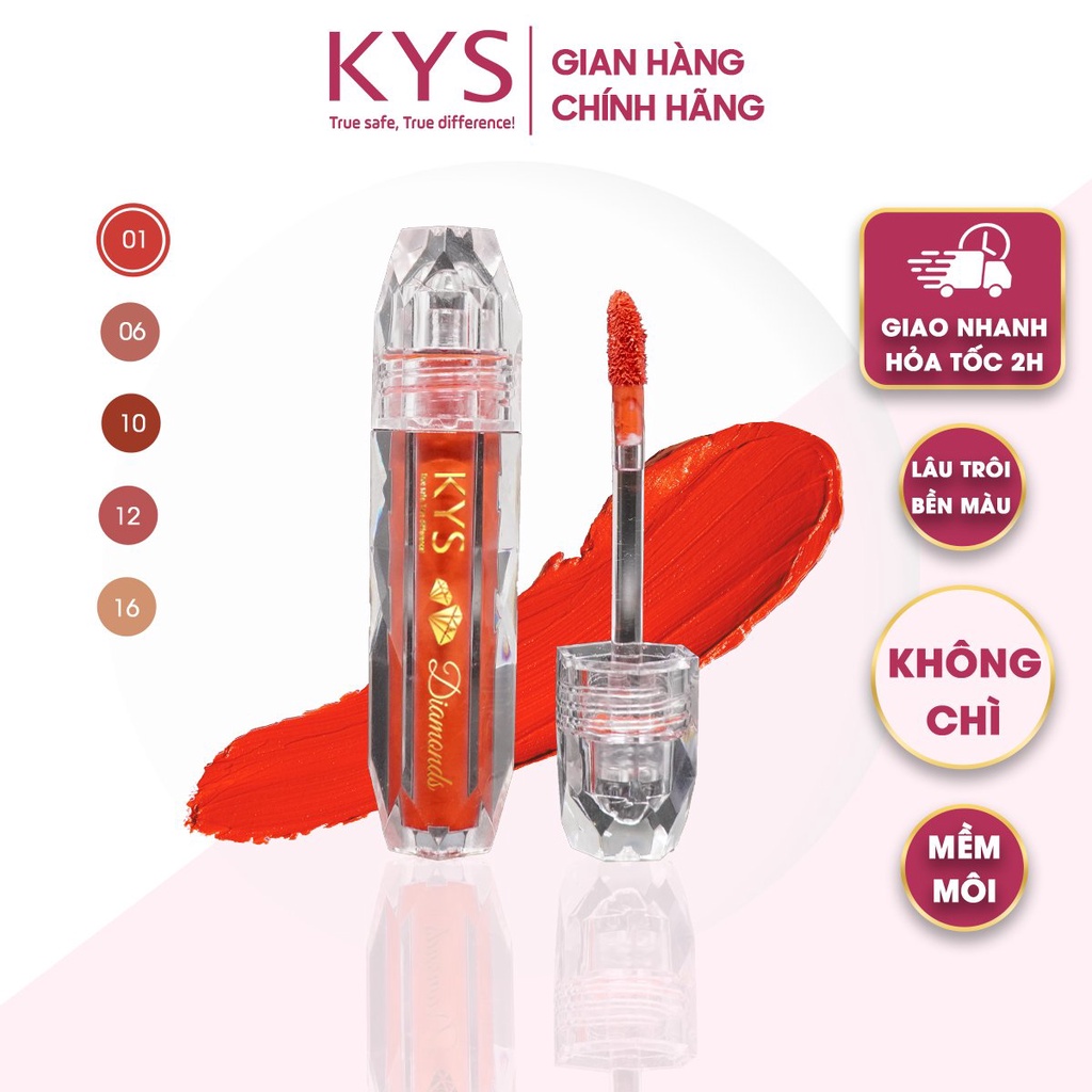 Son kem lì Diamonds Đỏ cam KYS chocolate không chì mềm môi 3gr | Shopee ...