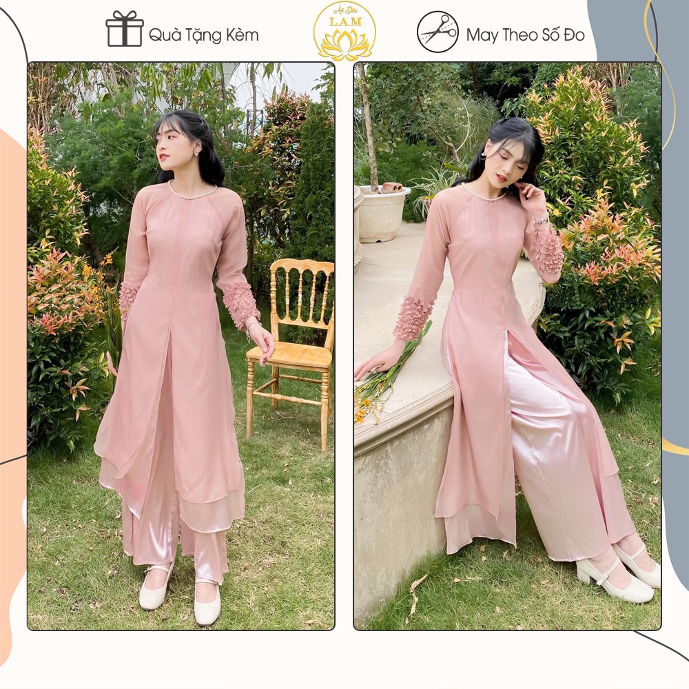 Áo dài cách tân tứ thân thiết kế mặc Tết siêu xinh , chất liệu voan tơ phối lụa TT32 | Shopee ...
