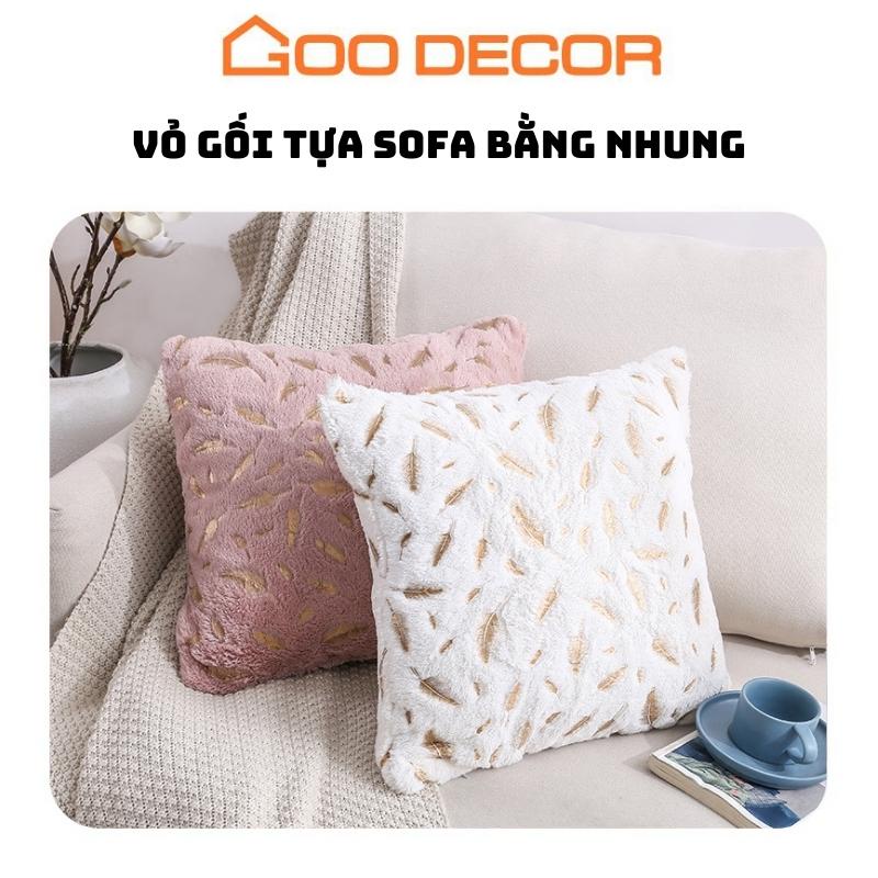 Vỏ gối sofa GOO Decor vải nhung lông, bọc gối tựa sofa 45x45 hình vuông ...