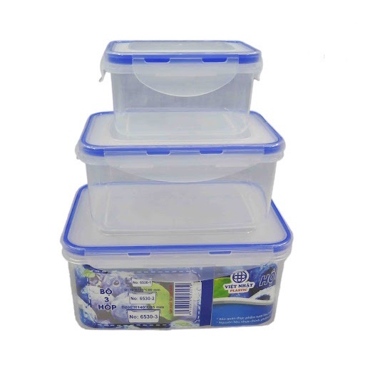 [HCM] Bộ 3 Hộp Đựng Thực Phẩm Chữ Nhật Nhựa Việt Nhật Cao Cấp ( Chữ Nhật) ZA22 - Egreen Dùng 1 ...