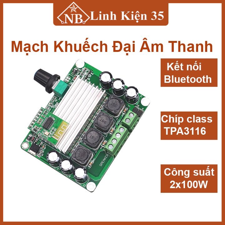 Mạch module khuếch đại âm thanh Bluetooth 5.0 TPA3116 2x100W (chip Class D TPA 3116) | Shopee ...