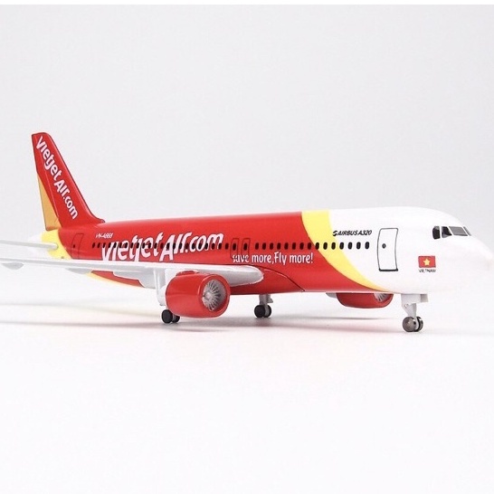 Mô Hình Máy Bay Vietjet Air Kim Loại Cao Cấp 18CM Có Bánh Xe Kèm Chân ...