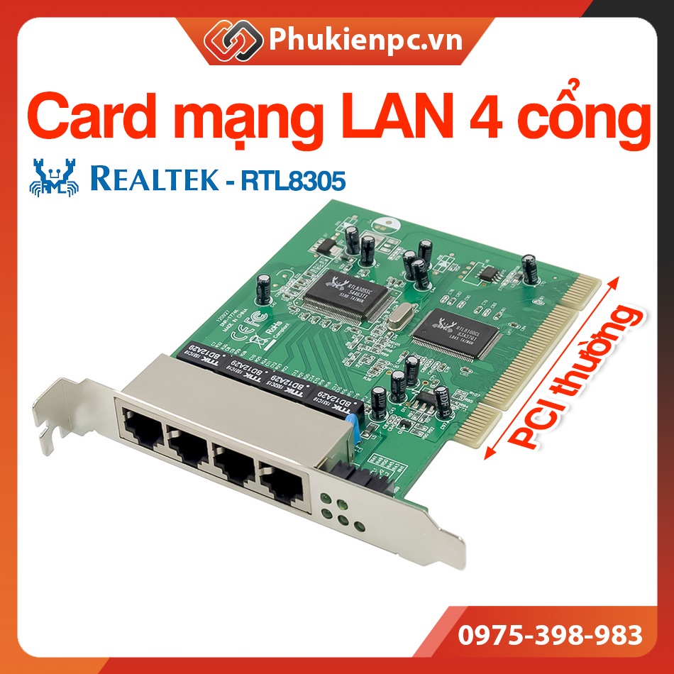 (HÀNG MỚI) Card Mạng LAN 4 cổng PCI ra Quad 4 Port LAN Ethernet 10/100 ...