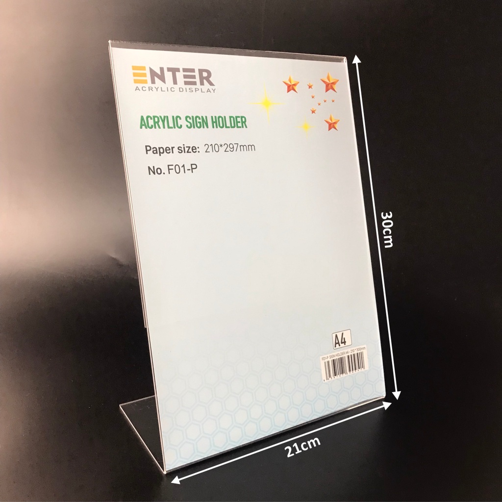 Kệ mica 1 mặt Enter F01-P 210x300mm A4 đứng, Kệ menu chữ L, Khung thông tin sản phẩm, Khung bảng ...