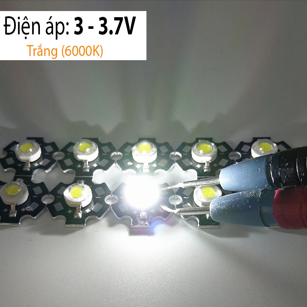 Chip Led 3V - 3.7V (1W, 3W, 5W) Đã hàn sẵn Đế tản nhiệt 20mm, Bóng Led Thay thế đèn pin, Đèn ...