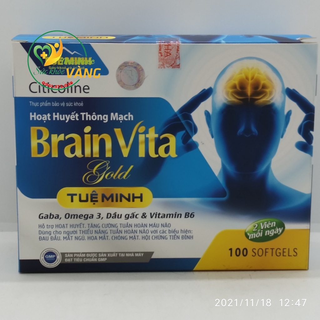 Hoạt huyết thông mạch BrainVita Gold Tuệ Minh hộp 100 viên | Shopee ...