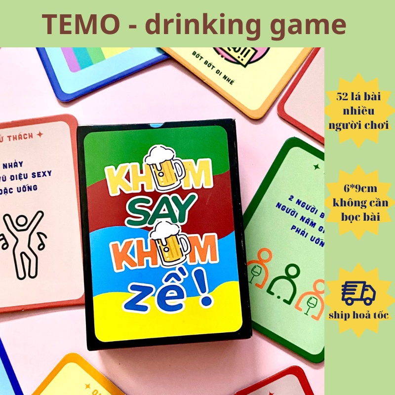 Bộ bài drinking game nốc out thẻ bài huệ uống thử thách cùng bạn bè cho nhóm cặp đôi khum say ...