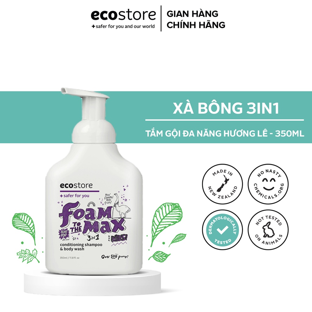 Xà bông tắm gội đa năng 3 trong 1 gốc thực vật ECOSTORE 350ml tạo bọt dịu nhẹ - mềm da - Hương ...