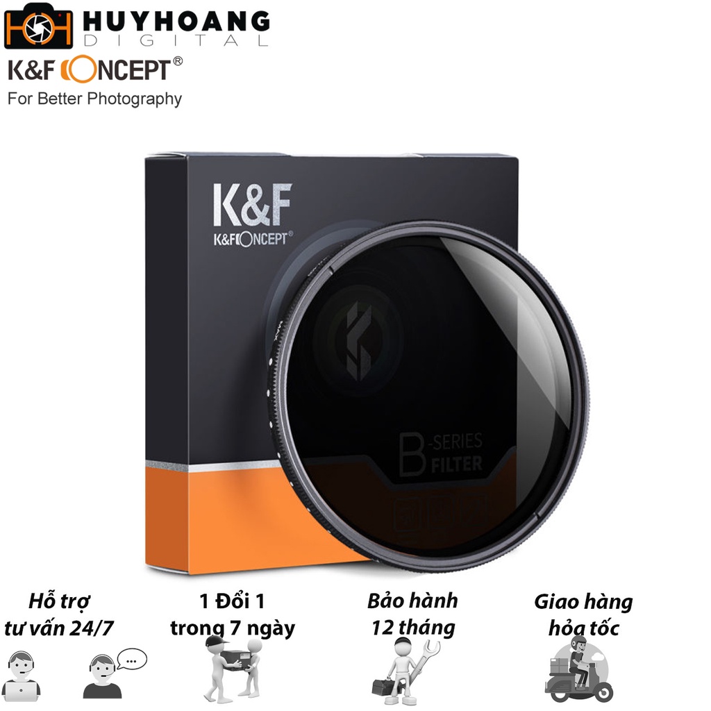 Kính lọc K&F CONCEPT ND2-400 Fader Variable ND Filter 43mm 46mm 49mm 52mm 55mm 58mm 62mm 67mm ...