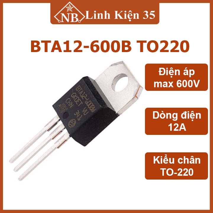 Linh kiện Triac BTA12-600B TO-220 điện áp 600V dòng điện 12A | Shopee ...