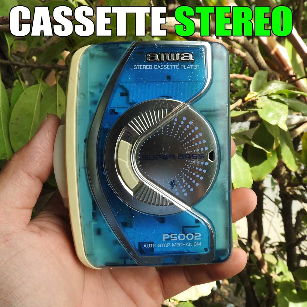 Máy nghe nhạc Cassette Stereo AIWA PS002 trong suốt màu xanh thấy được nội thất mạnh mẽ cầm tay ...