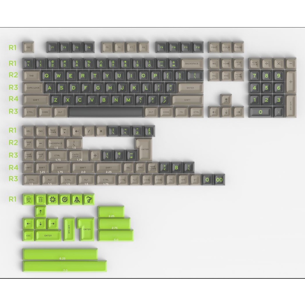Keycap SA Green Screen | Doubleshot | SA profile | 172 nút bàn phím cơ ...