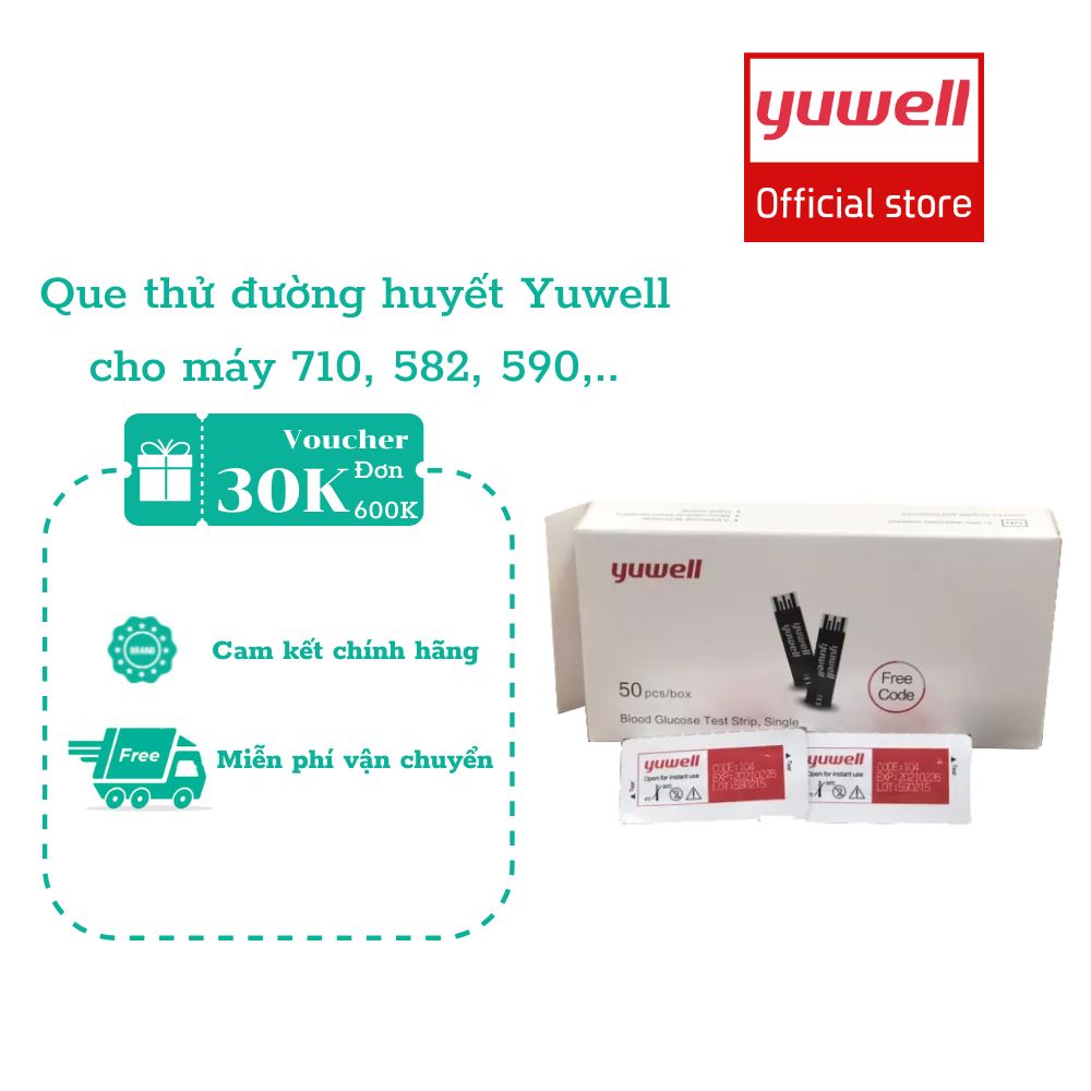Que thử đường huyết Yuwell cho máy 710, 582,...[50 kim lấy máu + 50 que ...