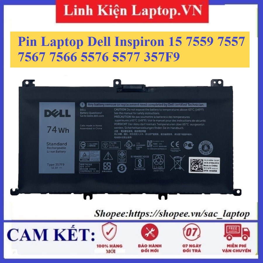 Pin Laptop DELL Inspiron 15 7000 7559 7557 7567 7566 5576 5577 357F9 ...