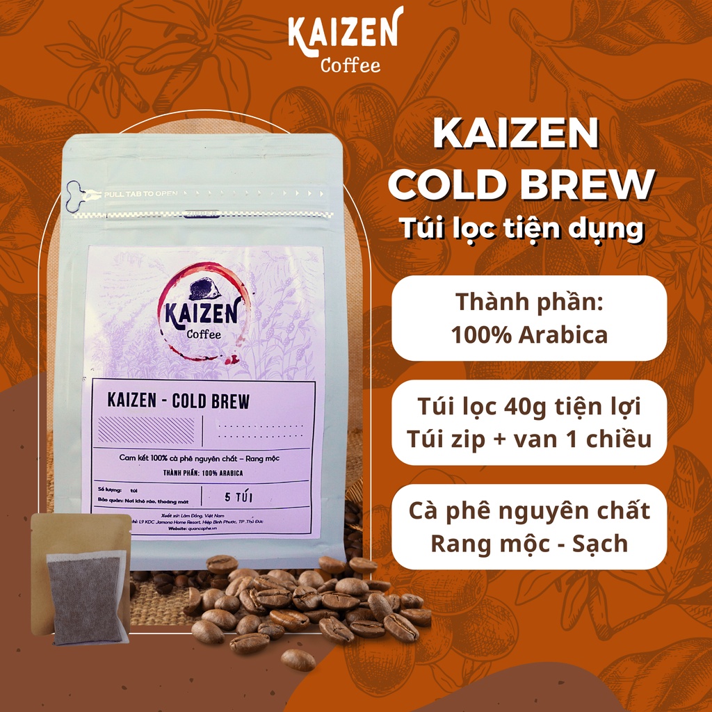 Cà phê Cold Brew túi lọc tiện lợi 40g/túi Arabica nguyên chất - Kaizen ...