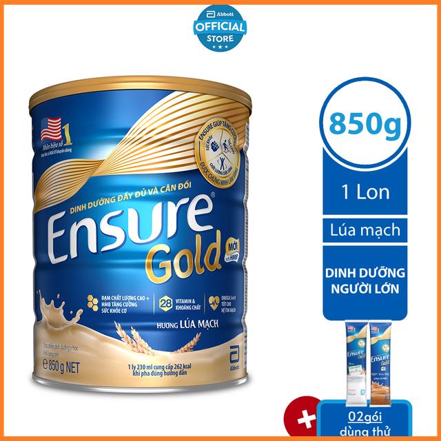 [Chính Hãng] Sữa bột Ensure Gold Lúa mạch (HMB) 850g | Shopee Việt Nam