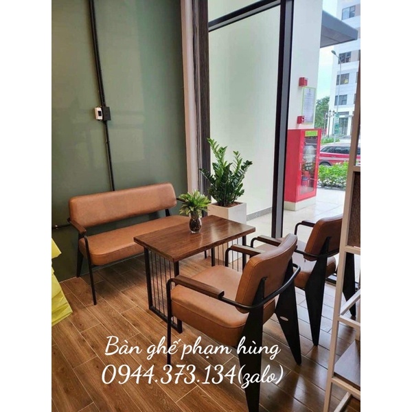 bộ sopa cafe khung sắt mặt gỗ giá rẻ . | Shopee Việt Nam