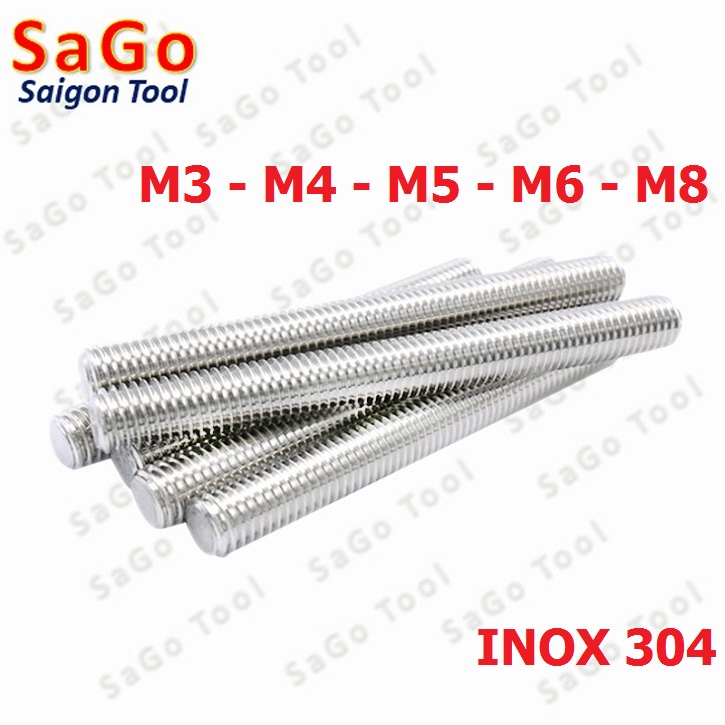 Cây ty ren INOX 304 M3 M4 M5 M6 M8 M10 | Shopee Việt Nam