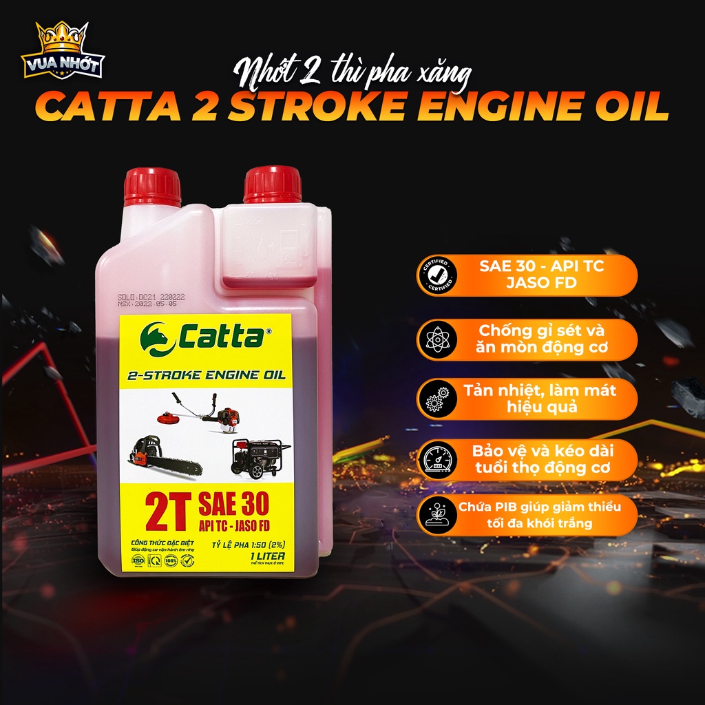 Dầu Nhớt 2 Thì/2T Pha Xăng CATTA SAE 30 FD Cho Máy Cắt Cỏ, Xipo, Máy Cưa Xích, Máy Nổ Chai 1 Lít ...