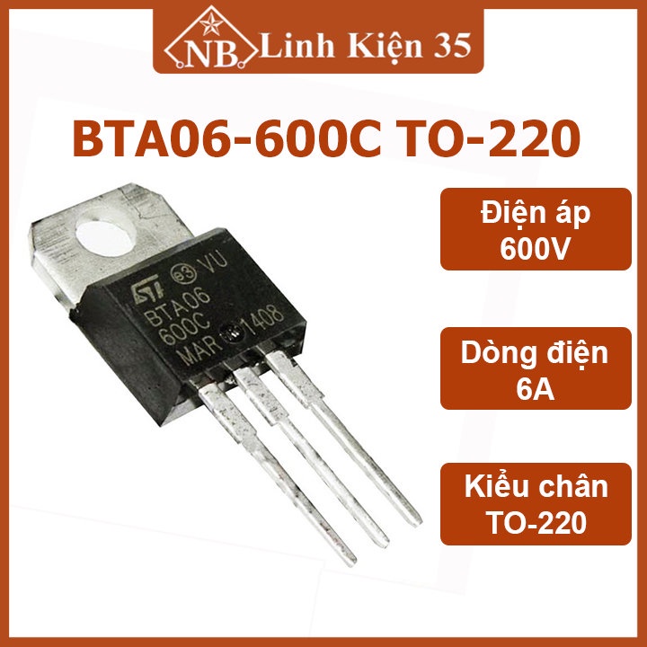 IC chức năng BTA06-600C điện áp 600V dòng 6A kiểu chân TO-220 | Shopee ...