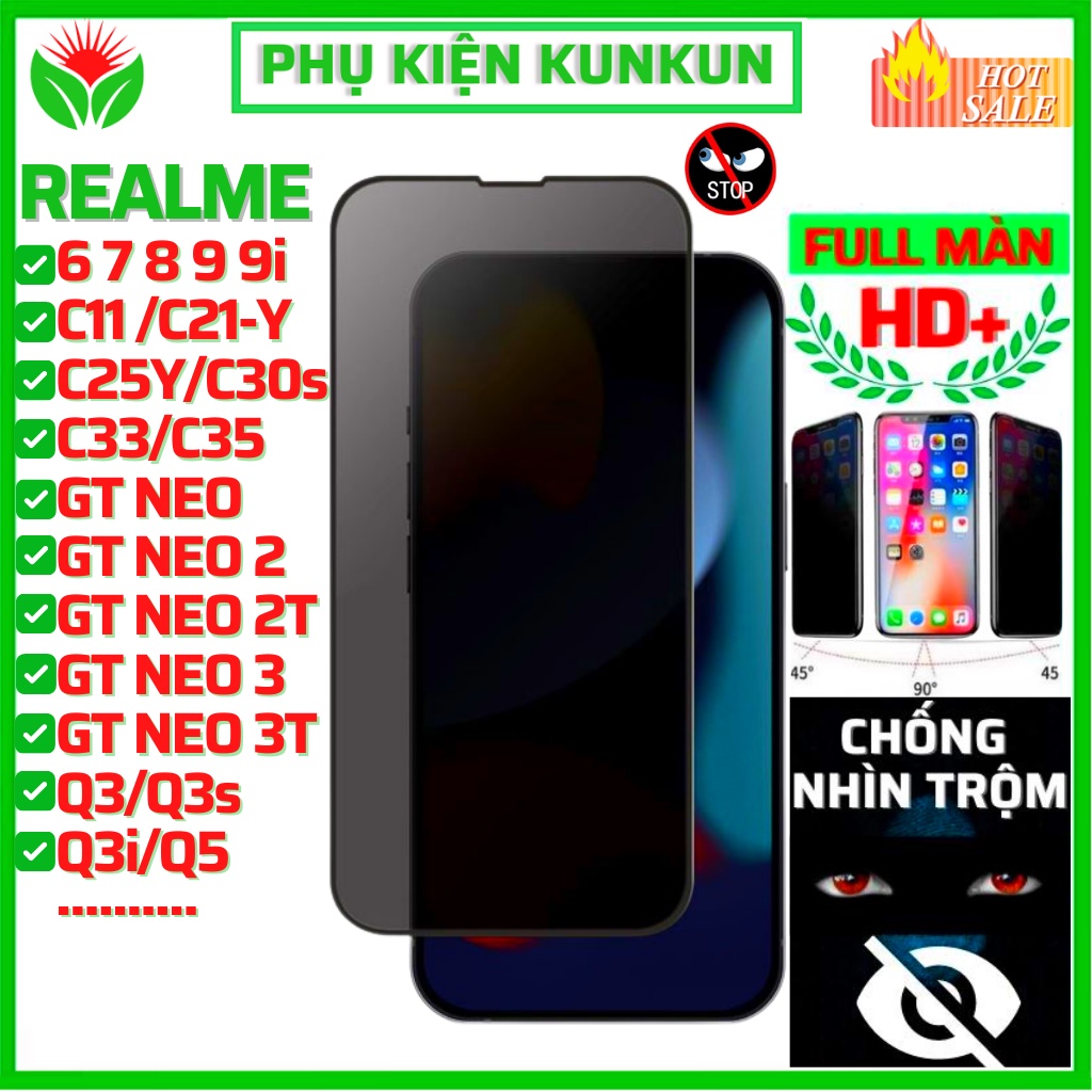 Cường lực chống nhìn trộm Realme C11 C35 C30s C33 C15 C17 C53 C51 C25Y Realme 10 11 6i 6 7 8 9 ...
