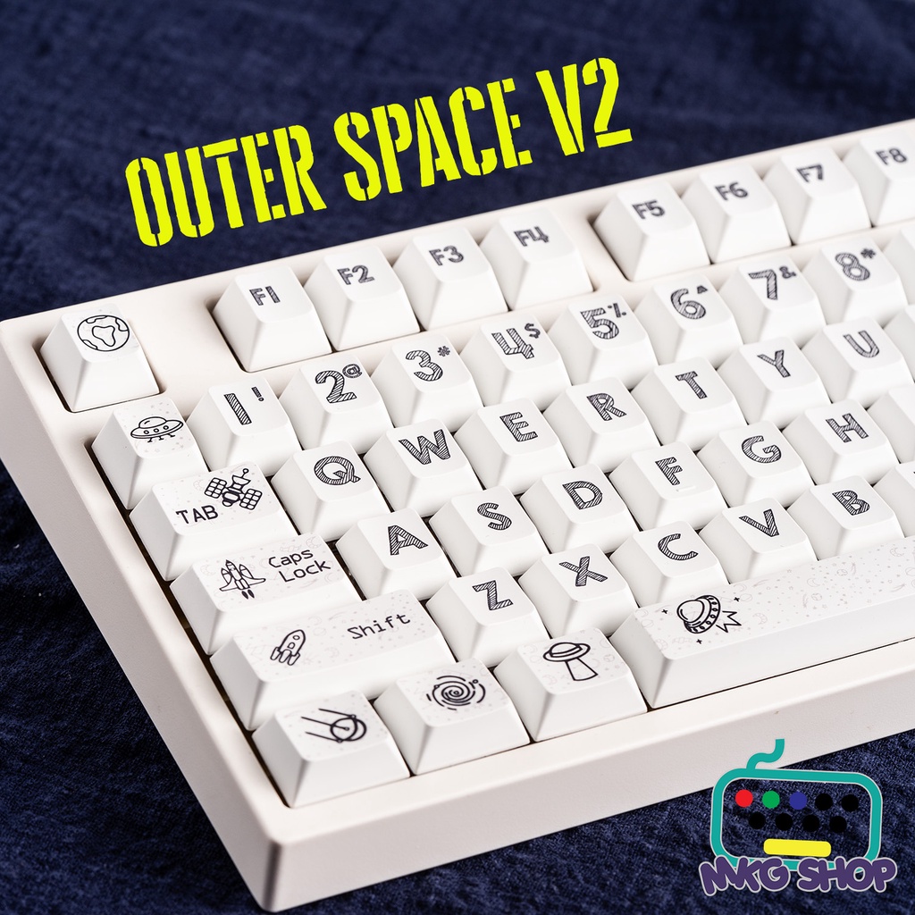 Keycap Outer Space v2, nhựa PBT dyesub, 127 nút bàn phím cơ cherry ...