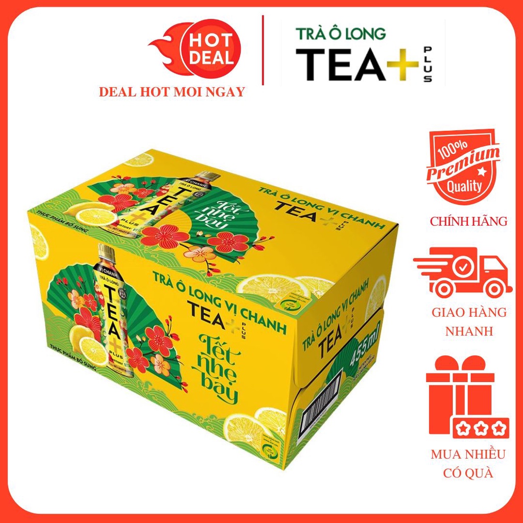 Thùng 24 Chai Trà OLong Vị Chanh Tea Plus 455ml/Chai | Shopee Việt Nam