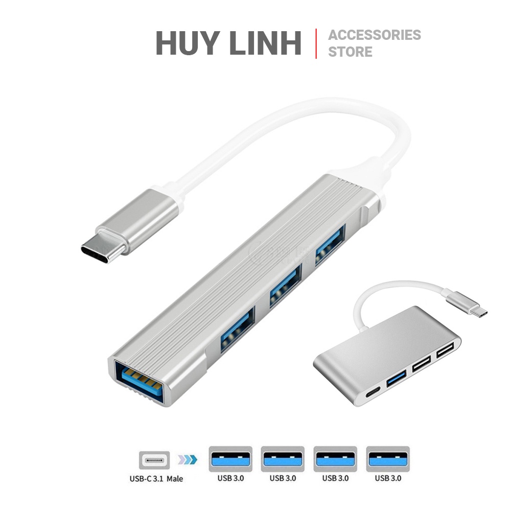 Hub chuyển USB Type-C 3.1 ra 4 cổng USB 3.0 hỗ trợ full chức năng Ukey trên điện thoại, laptop ...