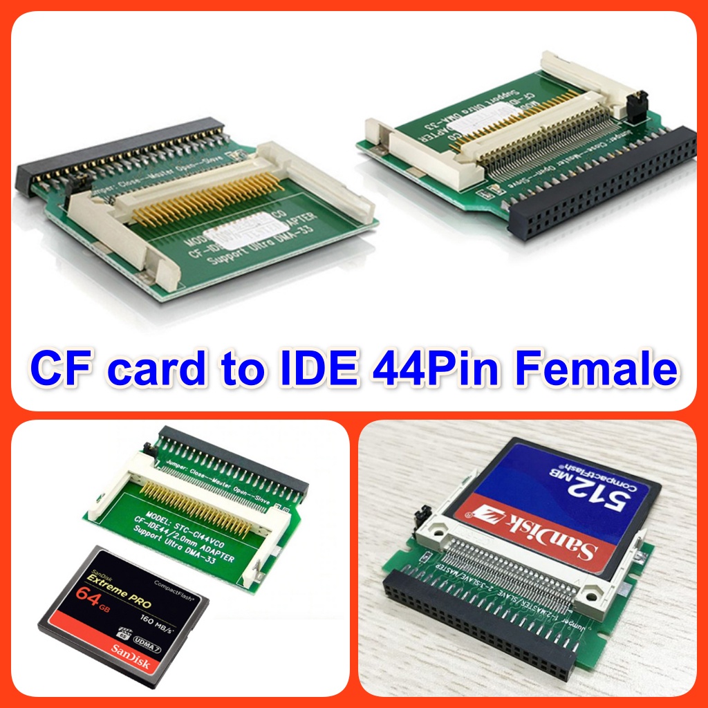 Adapter chuyển đổi thẻ nhớ CF to IDE 44pin Female - chân Cái gắn thẻ ...