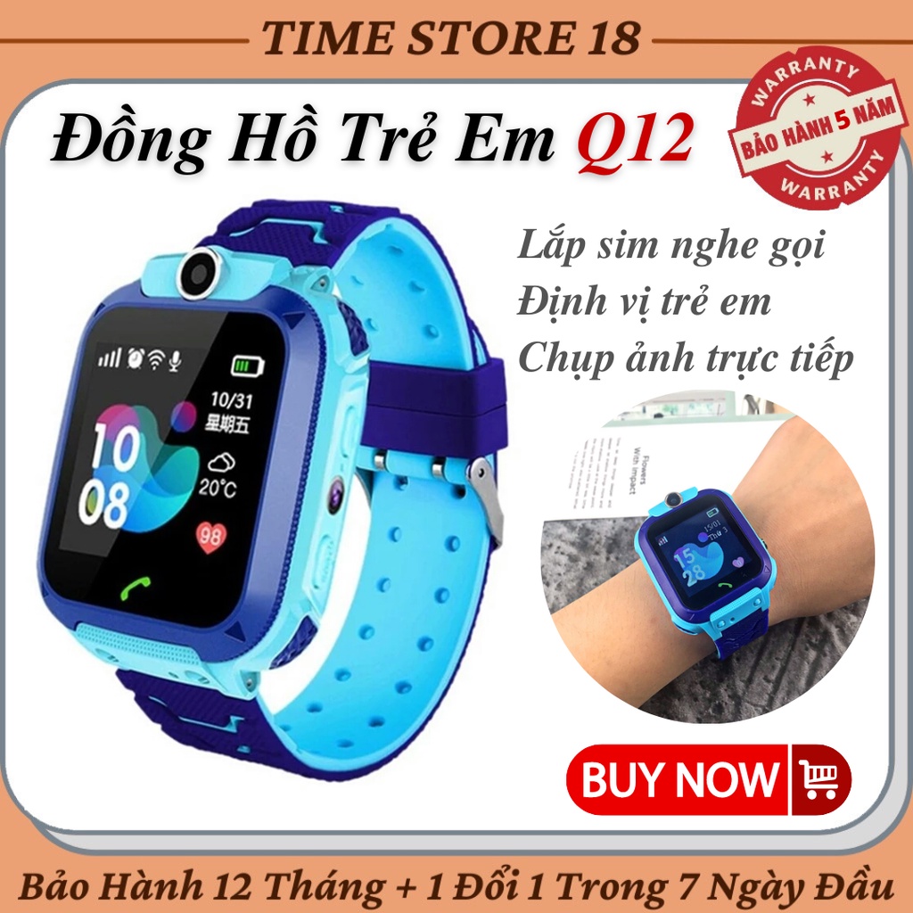 Đồng hồ thông minh trẻ em có định vị Q12 lắp sim nghe gọi 2 chiều dành cho bé trai và bé gái ...